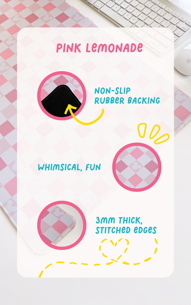 Pink Lemonade Checkered Mouse Desk Mat – Wish Upon Magic