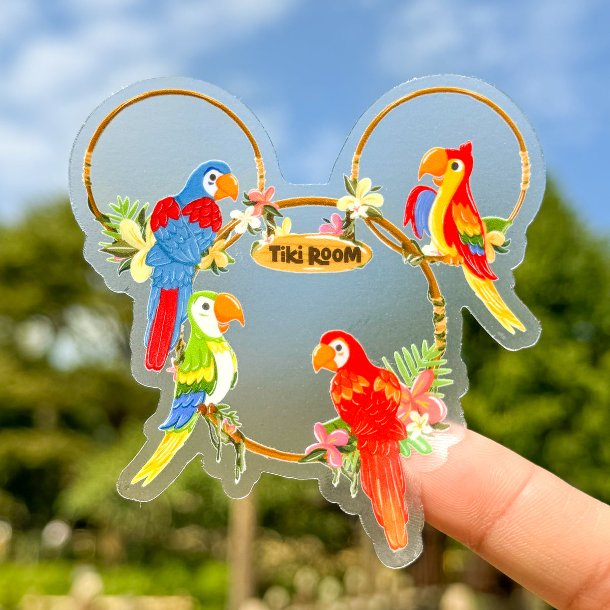 Enchanted Tiki Birds Wreath Transparent Sticker – Wish Upon Magic