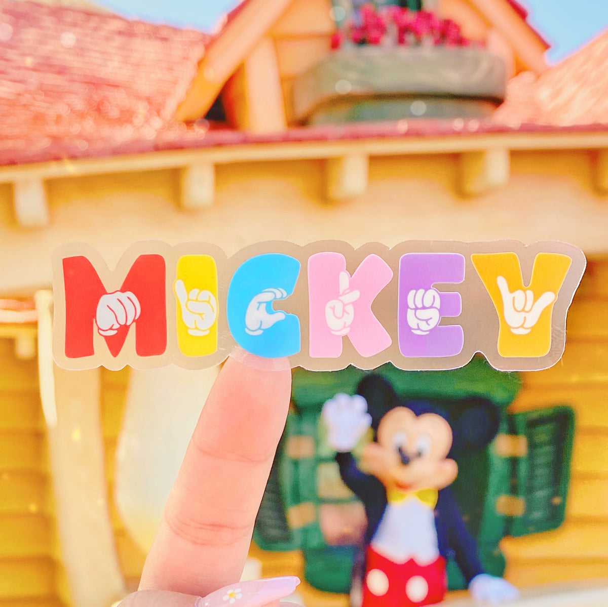 Mickey Sign Language Transparent Sticker – Wish Upon Magic